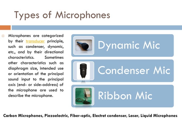 Microphones-Type, Characteristics, design, Applications, techniques ...