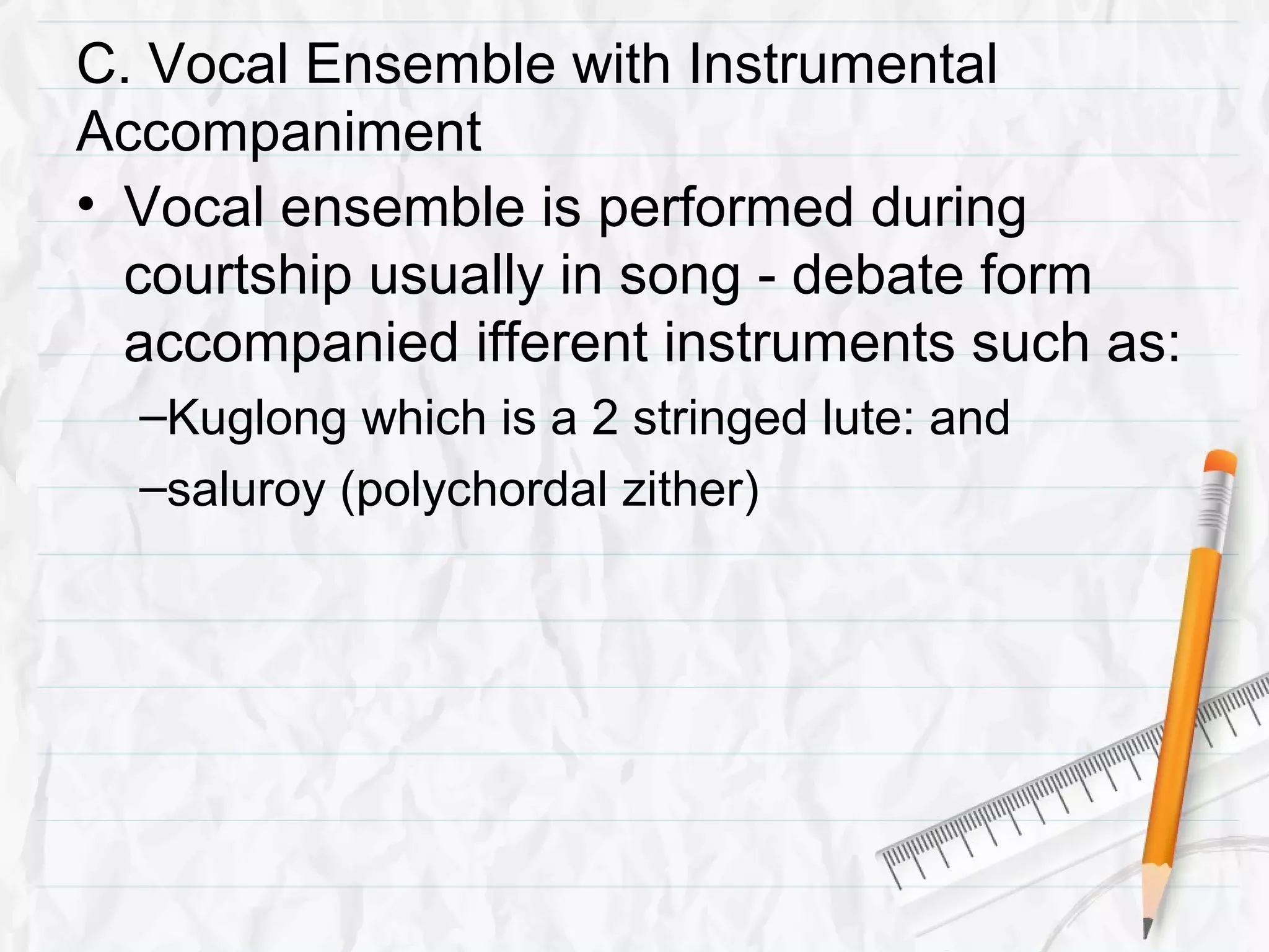 Unit ii music of the cordillera, mindoro, palawan and the visayas | PPT