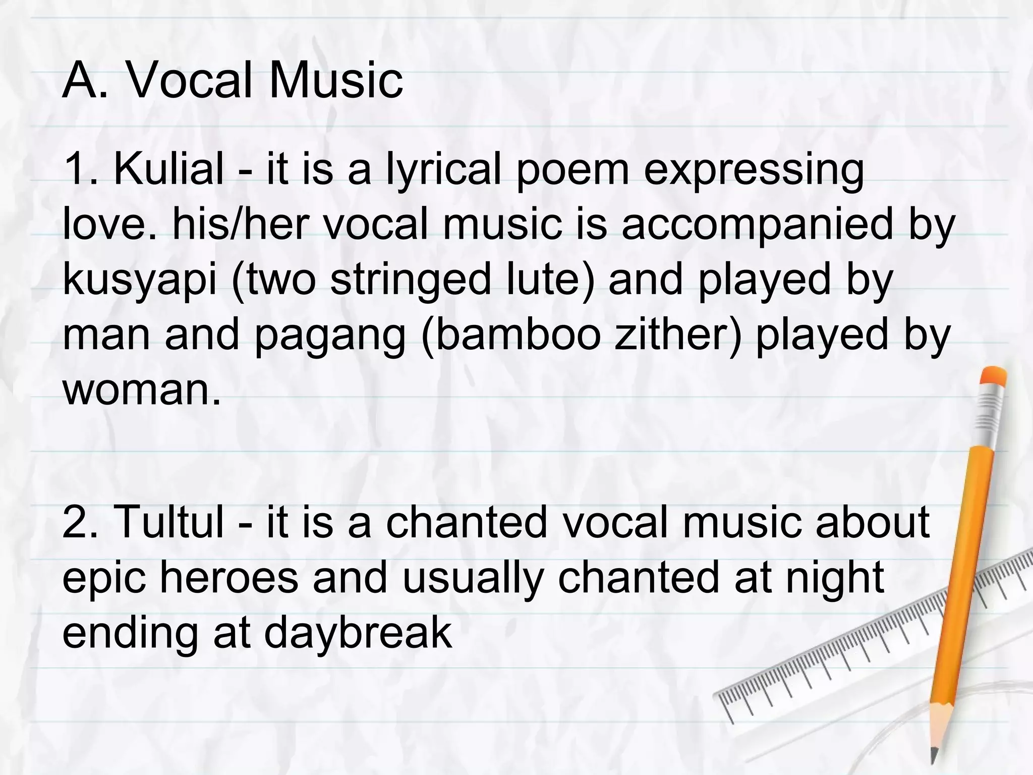 Unit ii music of the cordillera, mindoro, palawan and the visayas | PPT