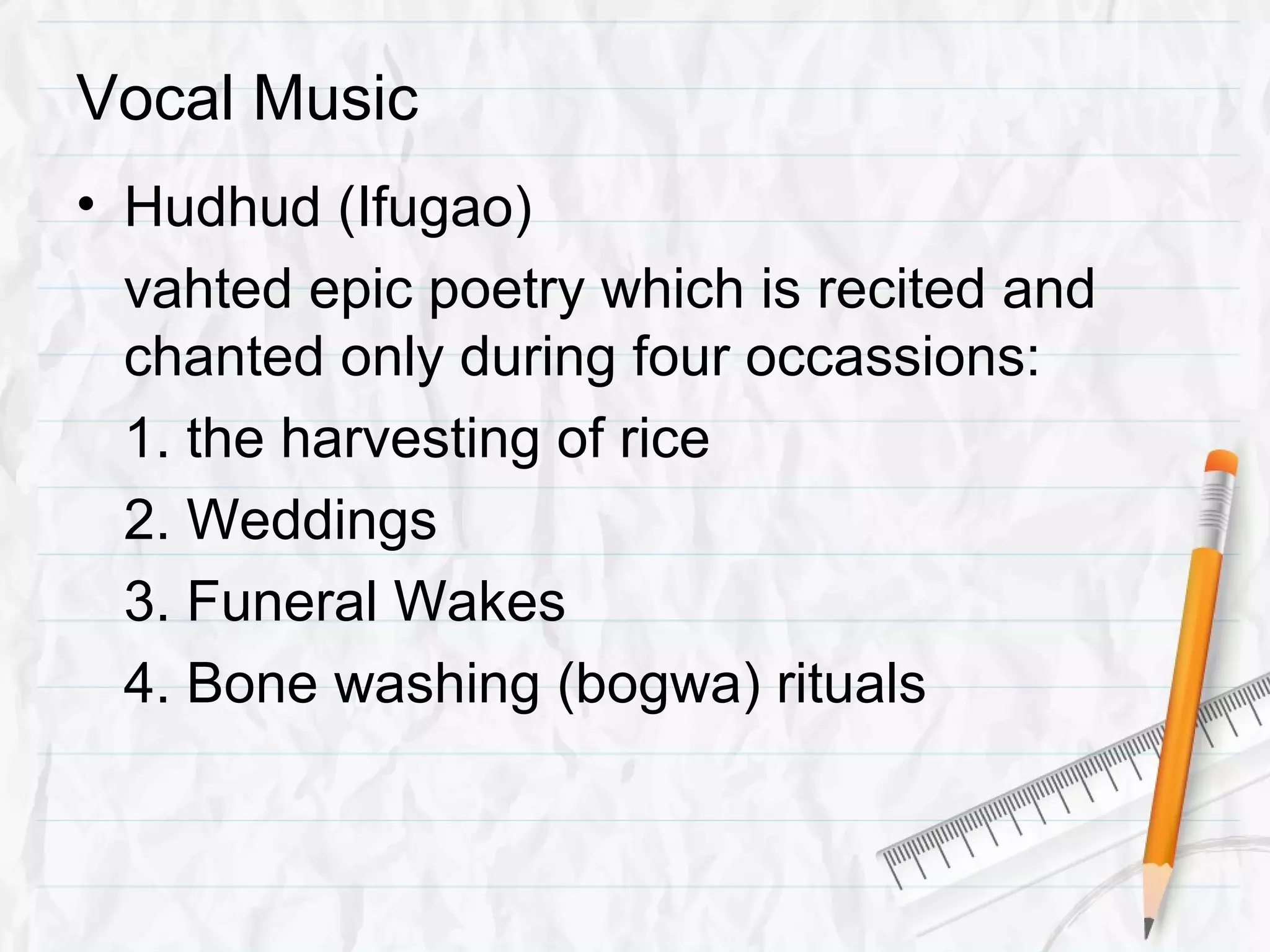 Unit ii music of the cordillera, mindoro, palawan and the visayas | PPT
