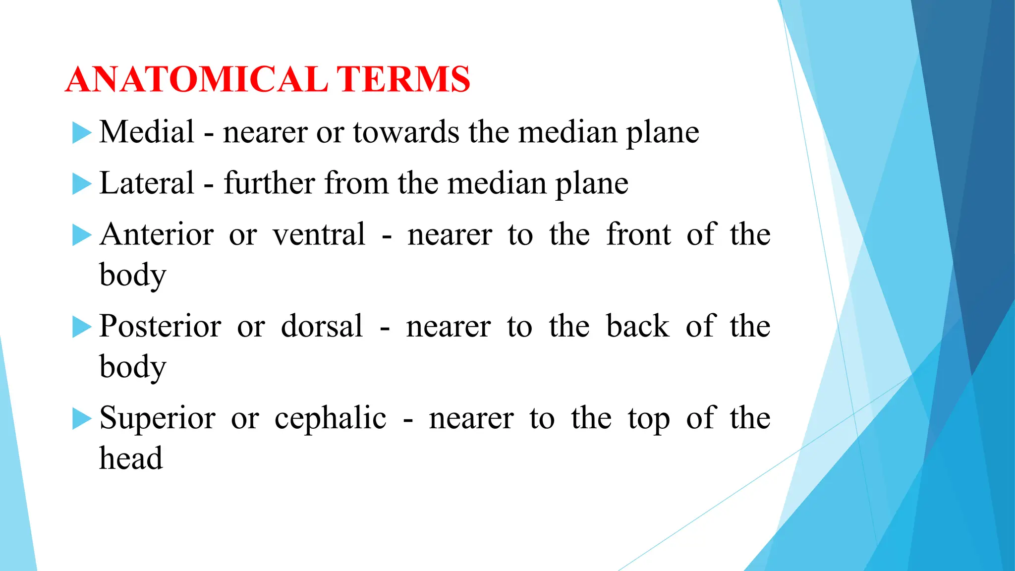 Unit I Introduction To Anatomical Terms And Organization Of The Human ...