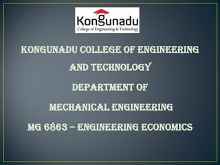 Unit i introduction to engineering economics | PPT