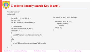 Searching and Sorting Unit II Part I.pptx | Search | Internet