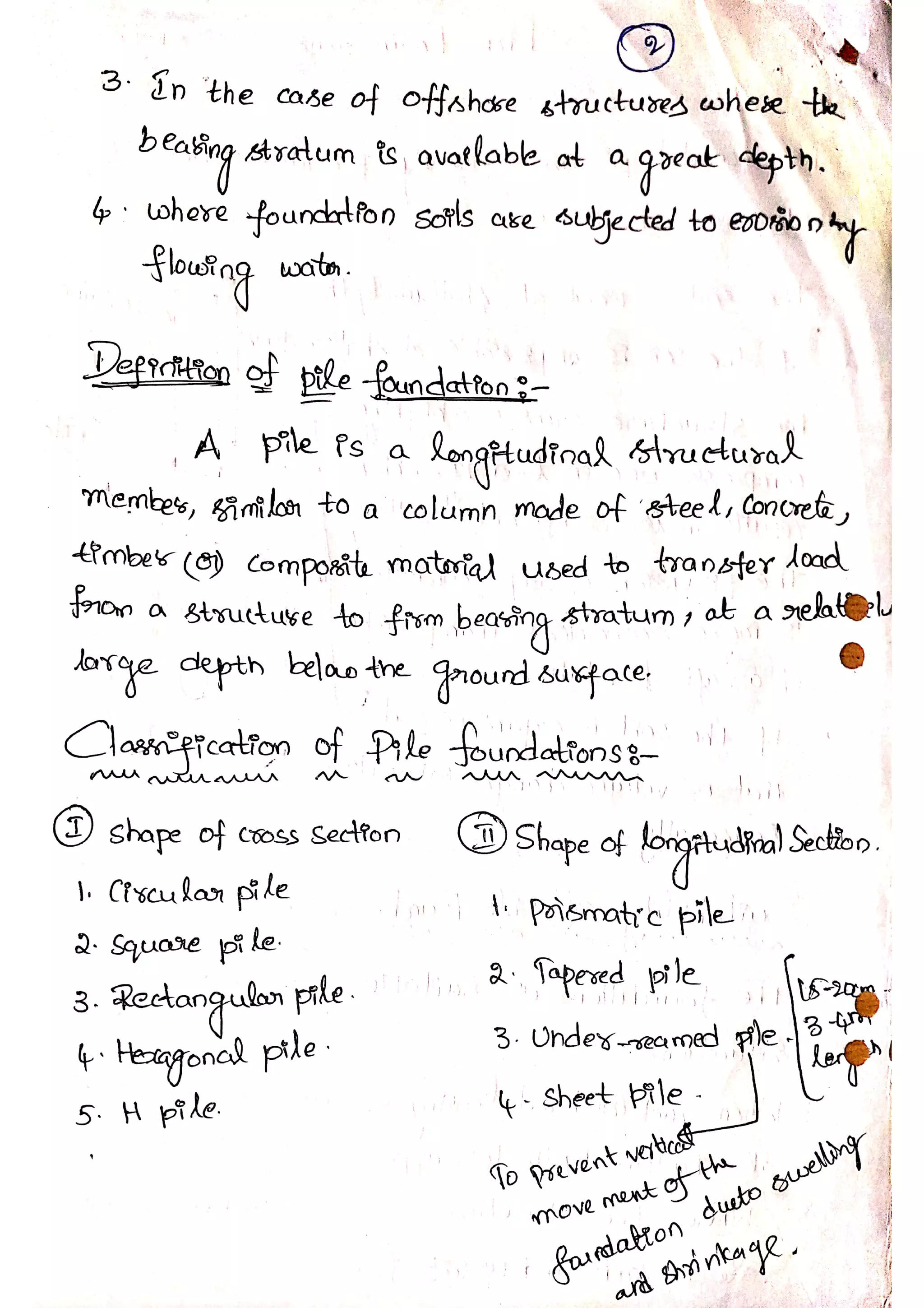 Unit ii pile foundations hand written notes | PDF