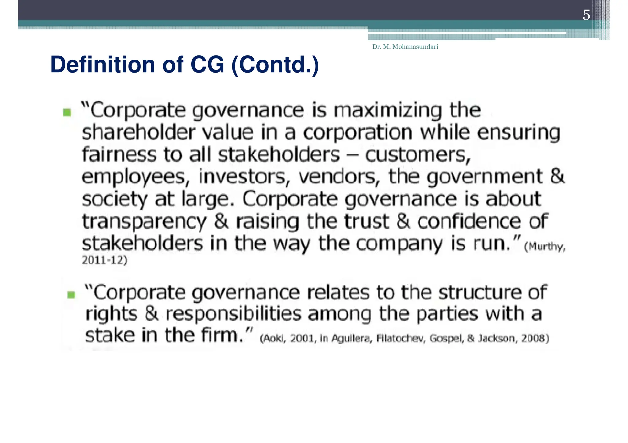 Unit II PPT- Corporate Governance. notes | PPT