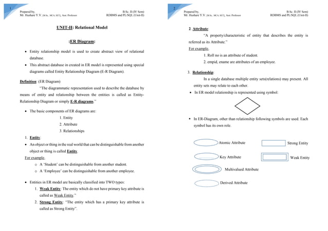 B.Sc. II (IV Sem) RDBMS & PL/SQL Unit-2 Relational Model | PDF