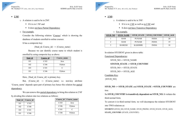 Bsc Ii Iv Sem Rdbms And Plsql Unit 2 Relational Model Pdf