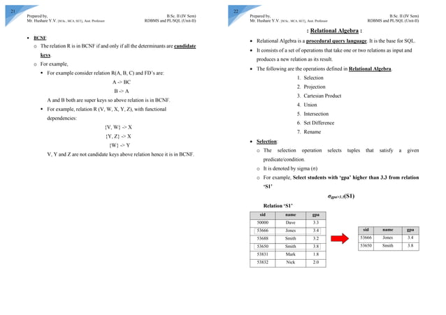 Bsc Ii Iv Sem Rdbms And Plsql Unit 2 Relational Model Pdf
