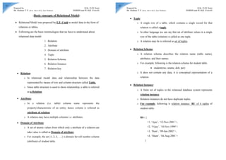 B.Sc. II (IV Sem) RDBMS & PL/SQL Unit-2 Relational Model | PDF