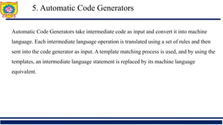 Compiler Construction ToolsParser Generator Scanner Generator Syntax ...