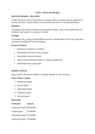 Comprehensive Guide to Issue of Shares and Share Capital Management | DOCX