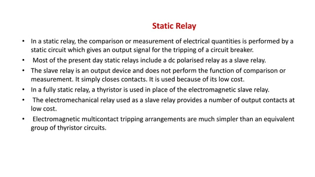 Basic principle and types Static Relays ppt | PPT | Computer Peripherals | Computing