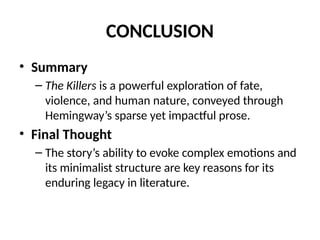 Unit II The Killers: A Study of Character, Fate, and Human Nature | PPTX
