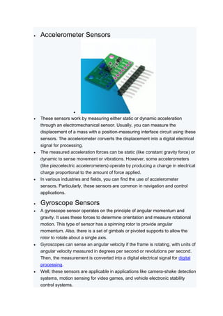types of sensors are active, passive, analog, and digital. Active sensors | PDF