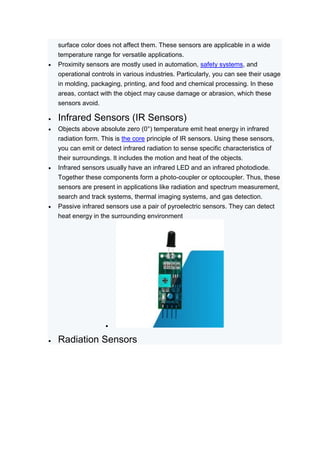 types of sensors are active, passive, analog, and digital. Active ...