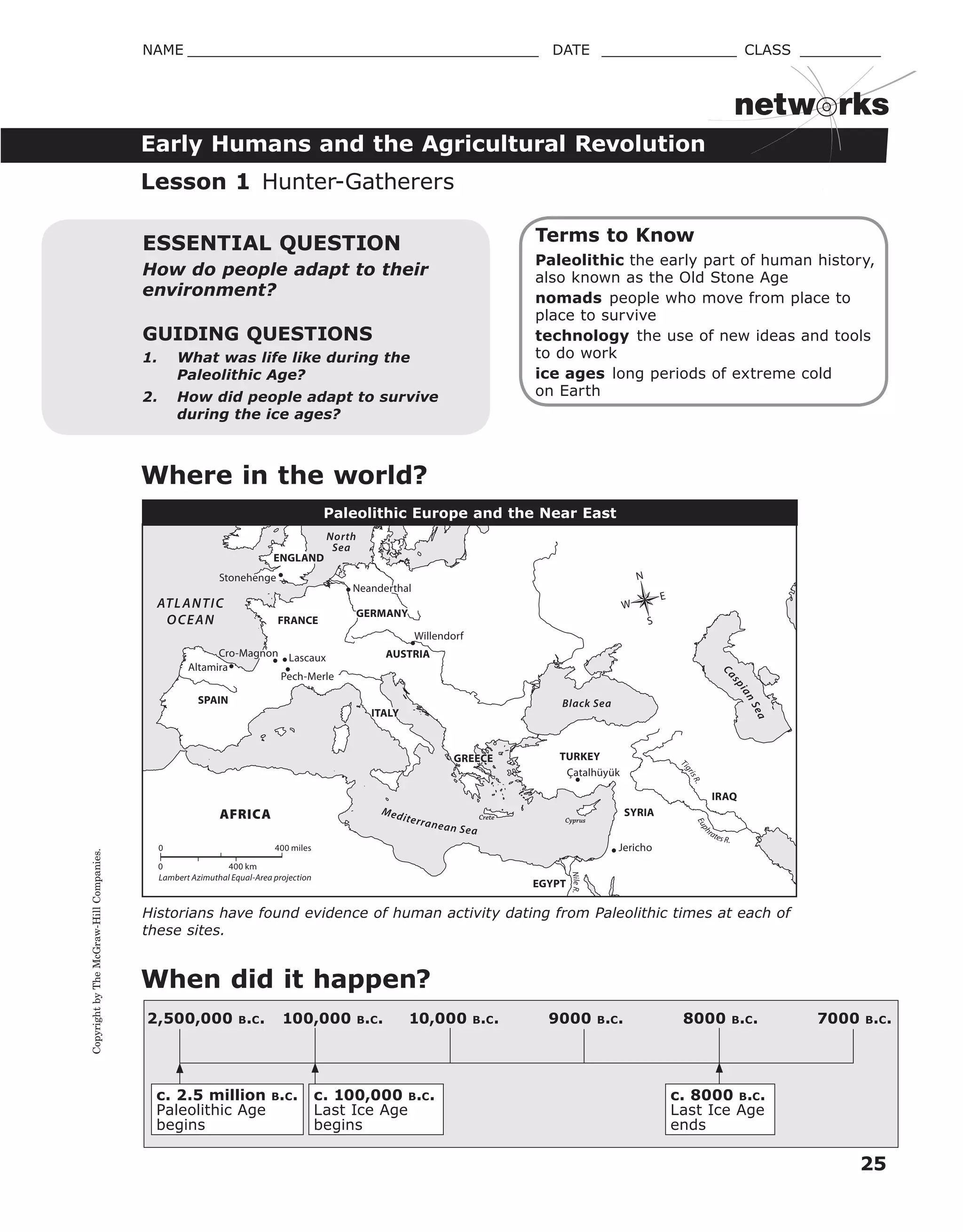 Unit i, lesson 2 3 early man workbook | PDF