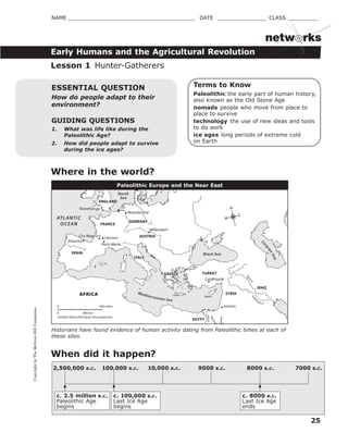 Unit i, lesson 2 3 early man workbook | PDF
