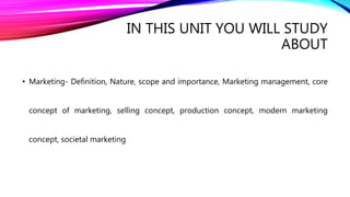 Unit i marketing management | PPTX
