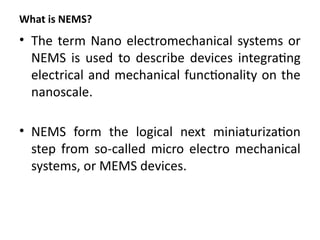 UNIT I Introduction to MEMS and NEMS SYSTEMS | PPTX