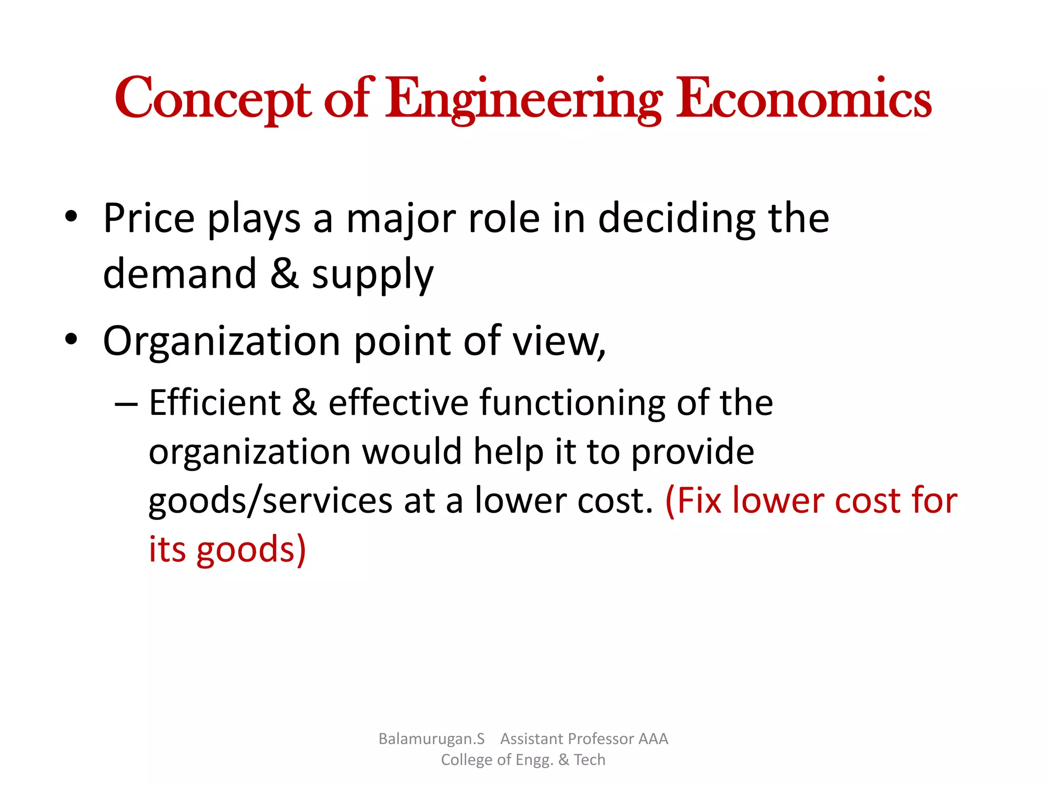 Introduction to Engineering Economics Unit I MG6863 | PDF