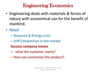 Introduction to Engineering Economics Unit I MG6863 | PDF