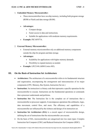 ELH-1.3 PIC & ARM MICROCONTROLLER UNIT I Microcontroller’s | PDF