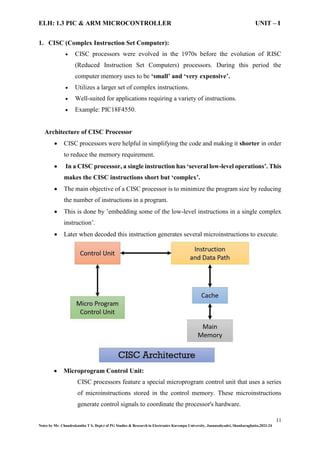 ELH-1.3 PIC & ARM MICROCONTROLLER UNIT I Microcontroller’s | PDF