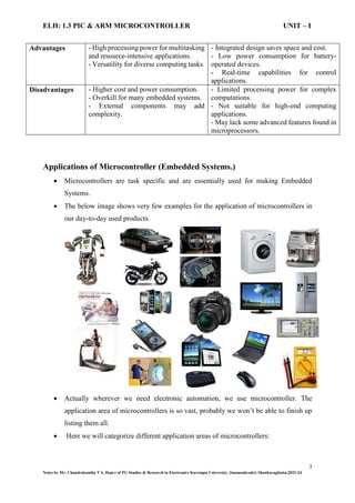 ELH-1.3 PIC & ARM MICROCONTROLLER UNIT I Microcontroller’s | PDF