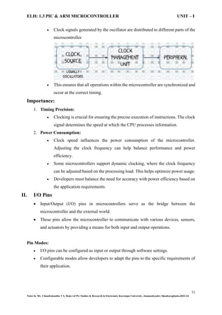 ELH-1.3 PIC & ARM MICROCONTROLLER UNIT I Microcontroller’s | PDF