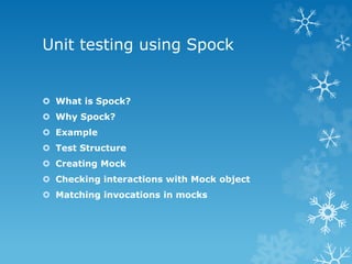 Unit/Integration Testing using Spock | PPT