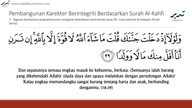 PEMBANGUNAN KAREKTER BERINTEGRITI BERDASARKAN SURAH AL-KAHFI | PDF