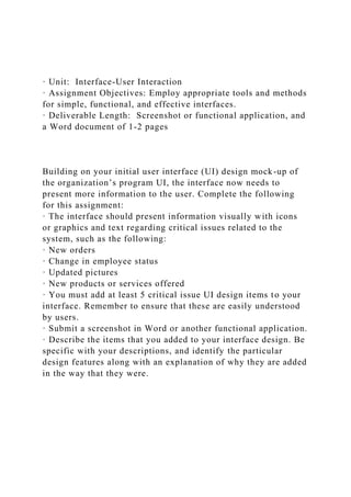 · Unit Interface-User Interaction· Assignment Objectives Em.docx