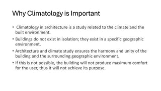Architecture Climatology B.Arch Basic concepts of Climatology | PDF