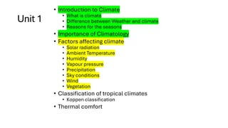 Climatology Architecture B.Arch Students Basics of Climo | PDF