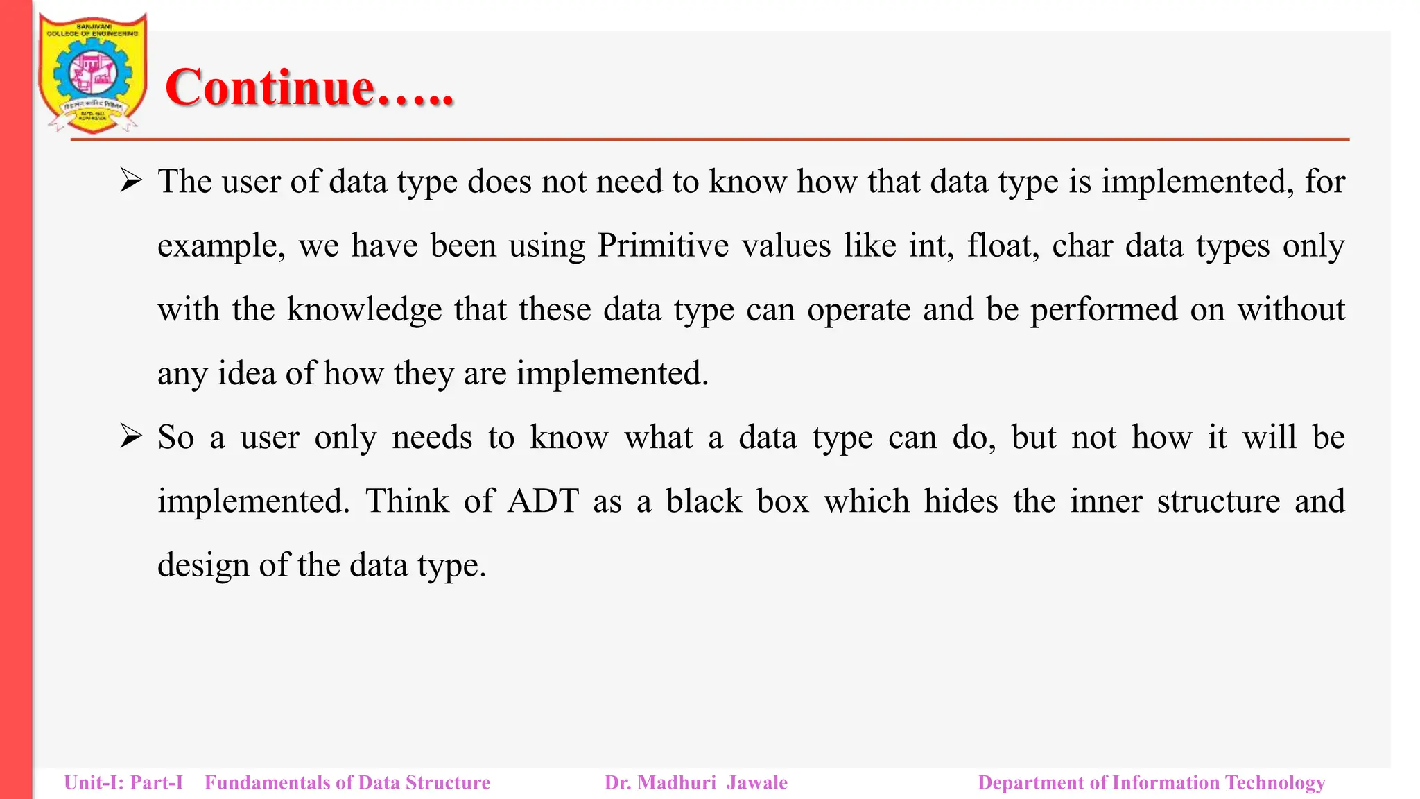 Fundamentals of Data Structure_Unit I.pptx | Databases | Computer Software and Applications