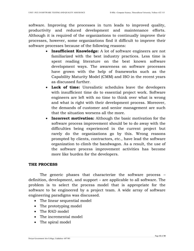 Unit I Software Testing and Quality Assurance | PDF