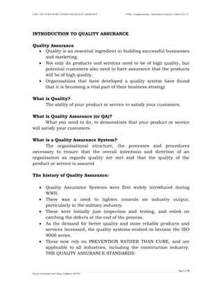 Unit I Software Testing and Quality Assurance | PDF