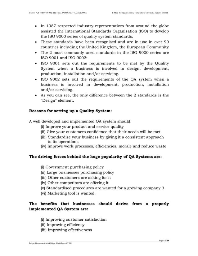 Unit I Software Testing and Quality Assurance | PDF