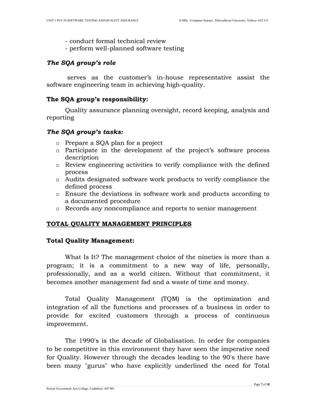Unit I Software Testing and Quality Assurance | PDF