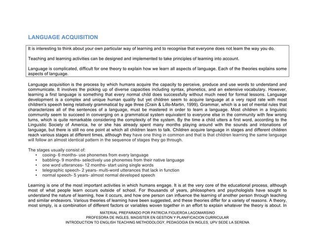 theories of language acquisition | PPT | Free Download