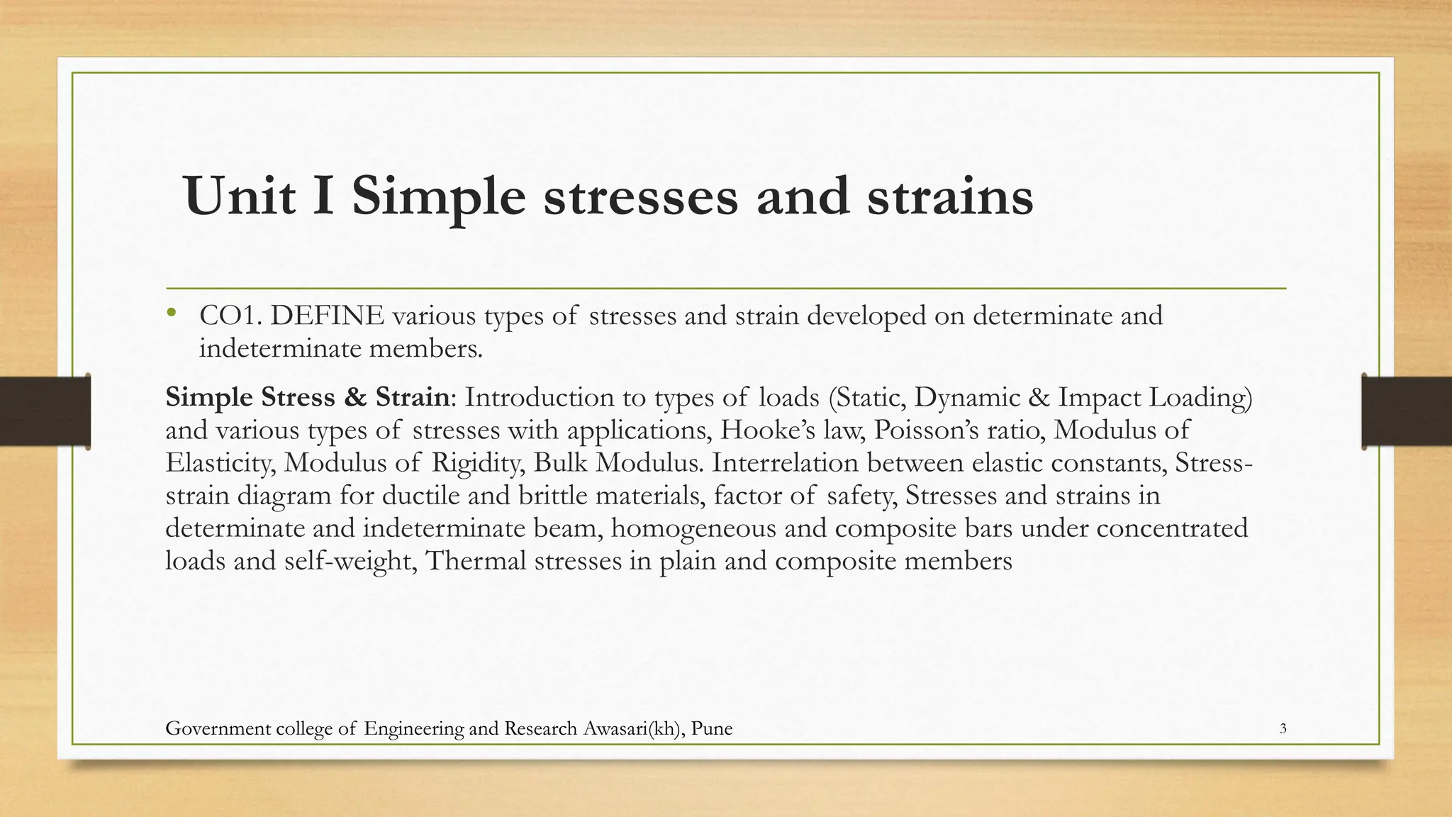 Simple stresses and strains for civil and architecture | PDF