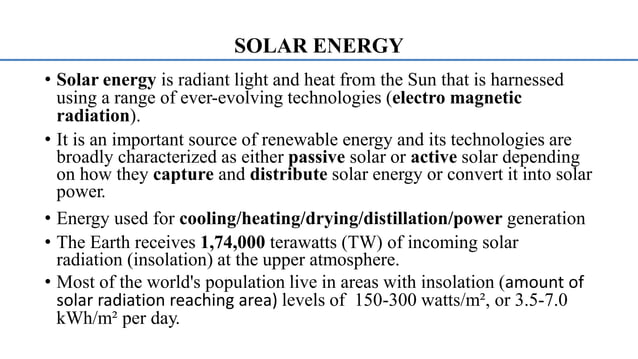 Solar Energy - Introduction | PPTX | Physics | Science