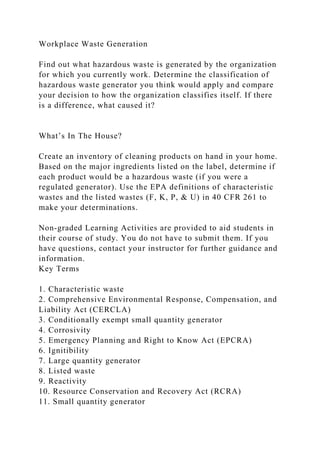 UNIT I STUDY GUIDEHazardous WasteCourse Learning Outcomes for Unit.docx