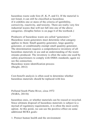 UNIT I STUDY GUIDEHazardous WasteCourse Learning Outcomes for Unit.docx ...