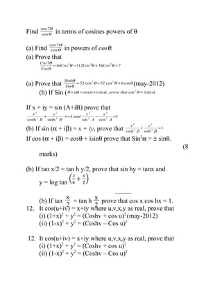 Unit i trigonometry satyabama univesity | DOC