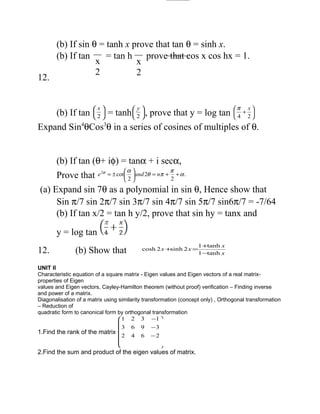 Unit i trigonometry satyabama univesity | DOC