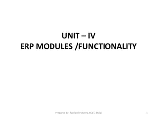 Enterprise Resource Planning(ERP) Unit – iv | PPT
