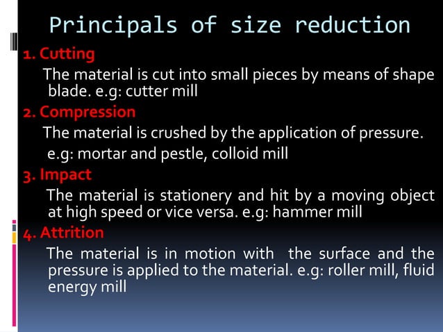 Size reduction (Communition) | PPTX | Physics | Science