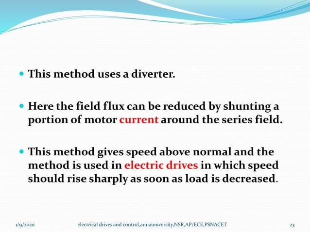 Unit iv conventional and solid state speed control of dc motors | PPT