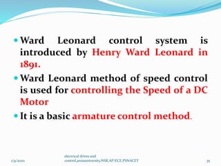 Unit iv conventional and solid state speed control of dc motors | PPTX